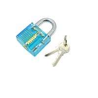 China Transparent Light Blue One Character Practice Lock Transparent Locks Locksmith Tools for sale