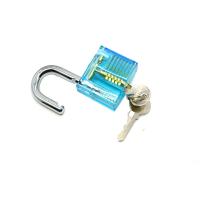 China Transparent Light Blue One Character Practice Lock Transparent Locks Locksmith Tools for sale