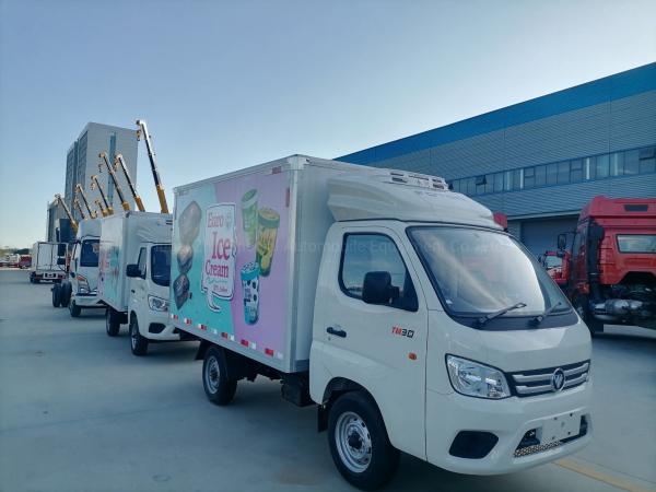 Quality Foton Ice Cream Refrigerator Cargo Cooled Cooling Food Refrigerated Van Freezer Box Transport Truck for sale