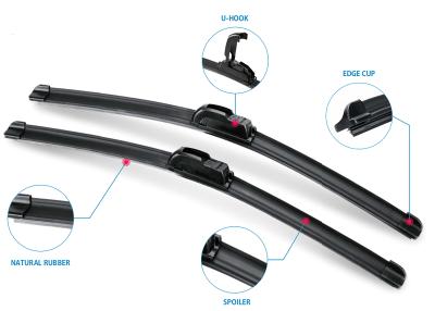 China 275mm Frame Natural Rubber Flat Wiper Blade For Universal Car for sale
