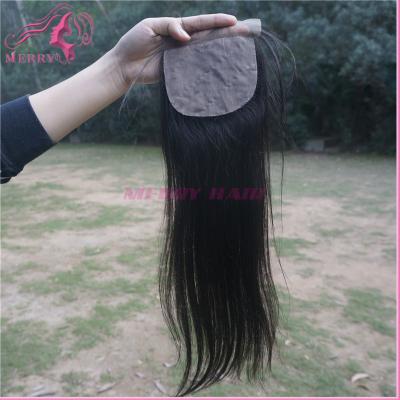 China merry hair new arrival full cuticle no tangle 8-20inch bleached knots straight texture silk base closure for sale