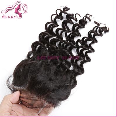 China good quality factory price healthy no shedding deep wave lace closure with baby hair for sale