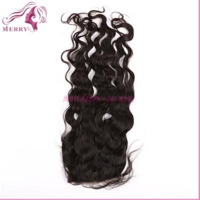 China fast shipping can be dyed bleached knots good quality wavy hair 4*4 lace closure for sale