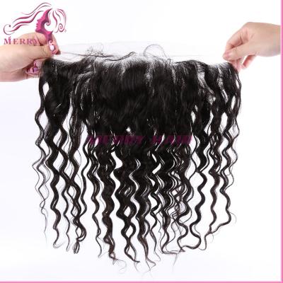 China natural color no shedding no tangle wavy texture 13*4 lace frontal with baby hair for sale