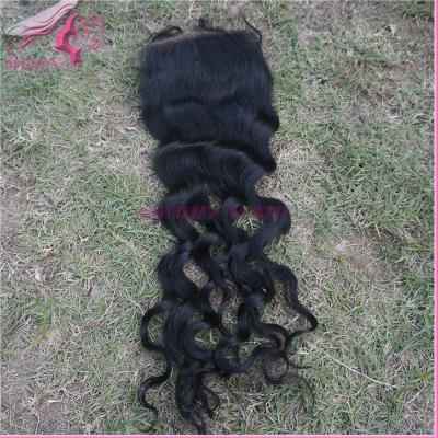 China merry hair healthy tangle free beautiful wavy hair texture silk base closure with baby hair for sale
