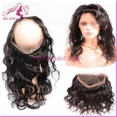 China best selling can be dyed bleached knots body wave 360 lace band frontal with baby hair for sale