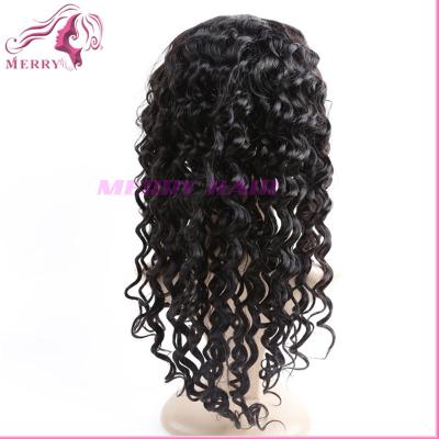 China top quality cheap price tangle free medium size deep wave lace front wig with baby hair for sale