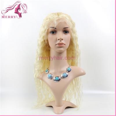 China factory price no shedding healthy 613 blonde water wave full lace wig with baby hair for sale