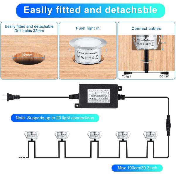 Quality Recessed LED Deck Light Kits 3 Color Changing for sale