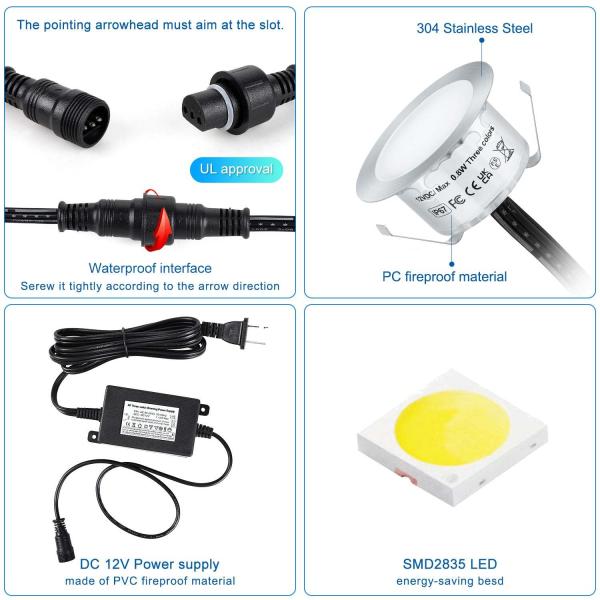 Quality Recessed LED Deck Light Kits 3 Color Changing for sale