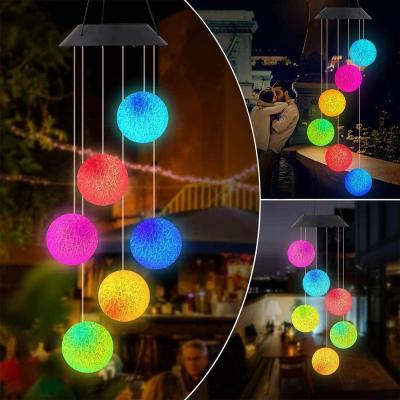 China Color Changing Solar Wind Chimes Including Crystal Ball Designed For Garden Decoration And Ambient Outdoor Lighting for sale