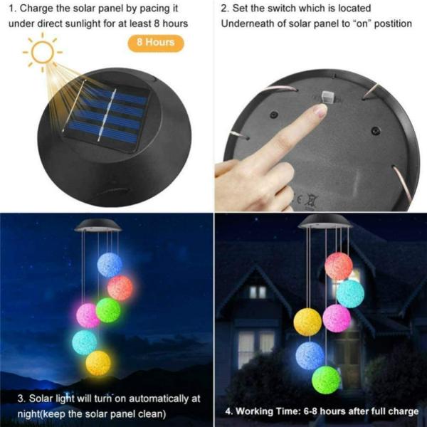Quality Solar Wind Chimes Crystal Ball Color Changing for sale