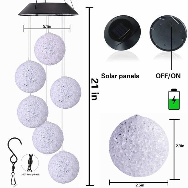 Quality Solar Wind Chimes Crystal Ball Color Changing for sale
