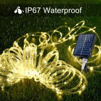 China Insert Into Ground Or Wall Mounted Solar Rope Lights Outdoor 72FT 200 LED Energy Waterproof Lighting Solution For Garden Pathways And Landscape Decoration for sale