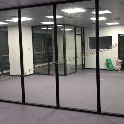 China 48'' Office Internal Glass Partition Walls , ISO 3834 Aluminium Glazed Partition for sale