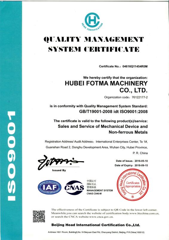 ISO - Hubei Fotma Machinery Co., Ltd.