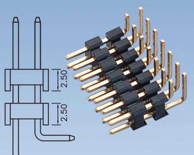 Circuito perni di 100 - di 2 perni Pin Connectors, doppi 2,54 millimetri di plastica Pin Connector 3