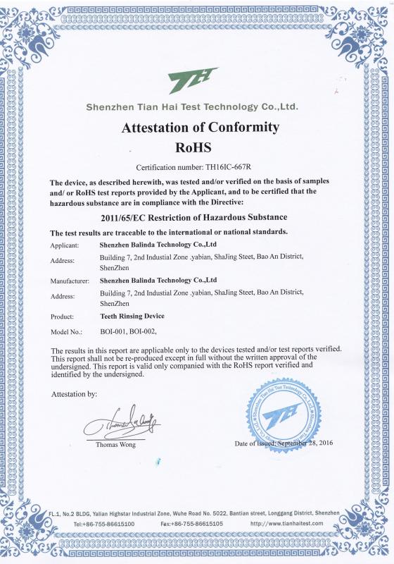RoHS - Shenzhen Balinda Technology Co.,Ltd