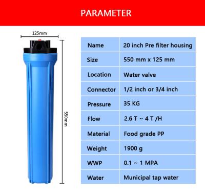 China Flow Polypropylene HFPP Whole House Filter Housing 1/2 3/4 Inner 20inch for Big Blue for sale