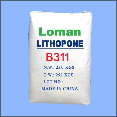 China High Whiteness White Power lithopone Type TiO2, High Purity lithopone B311Loman Brand for sale
