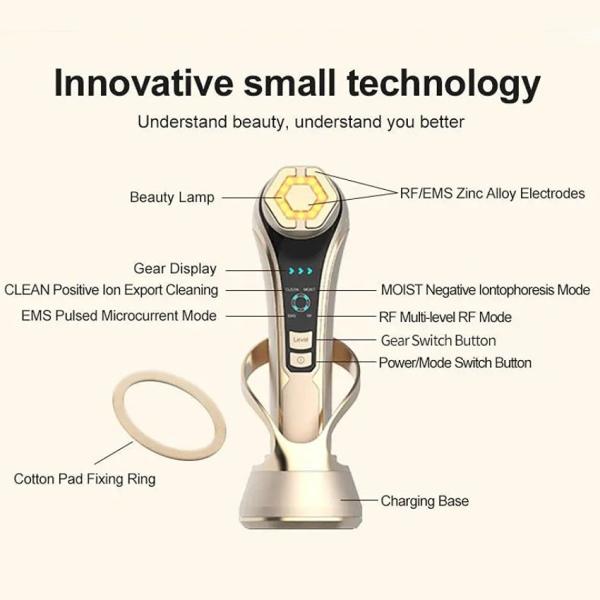 Quality 4 In 1 Rechargeable Multifunction Beauty Device Microcurrent RF Radio Frequency Facial Machine for sale