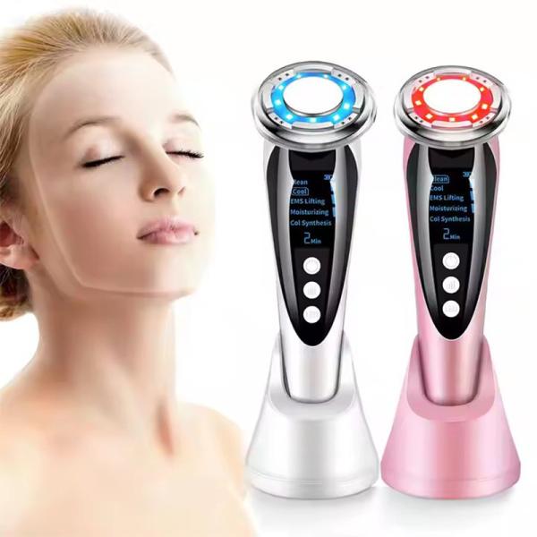 Quality LED Microcurrent Face Lift Machine Hot Cold Red Light Photon Beauty Device Wrinkle Remover for sale