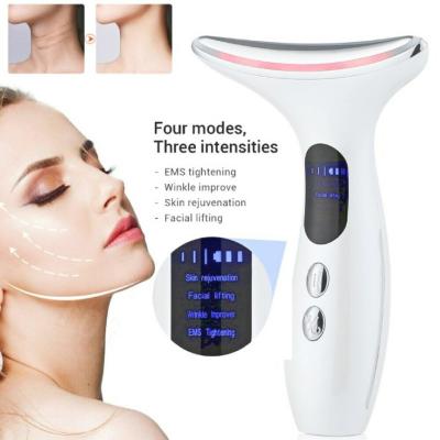 China Portable EMS Face And Neck Lifting Massager Microcurrent Red Light Therapy Massager for sale