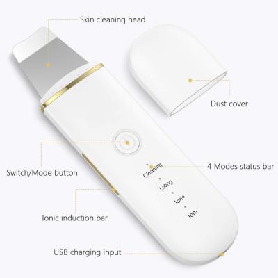 China Portable Ultrasonic Facial Cleansing Spatula Pore Acne Blackhead Skin Peeling Machine 1.5W for sale
