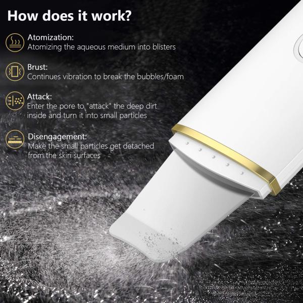 Quality Portable Ultrasonic Facial Cleansing Spatula Pore Acne Blackhead Skin Peeling for sale