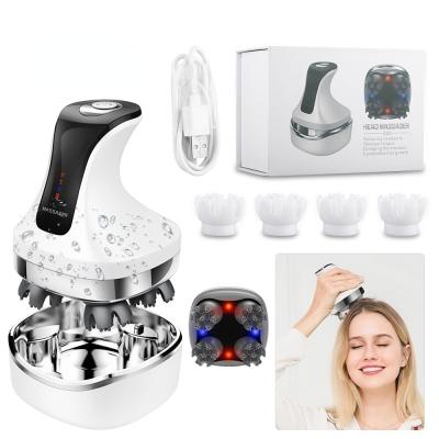 China Portable Electric Head Scalp Vibrating Massager With Red Lights Infrared Physiotherapy DC5V for sale