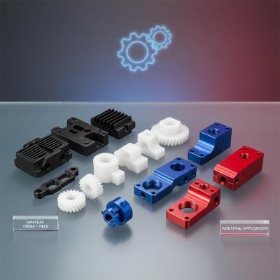 China Minimum Order 1 Piece CNC Machined Components in Black White Blue Red Custom Precision Parts for Industrial Applications for sale