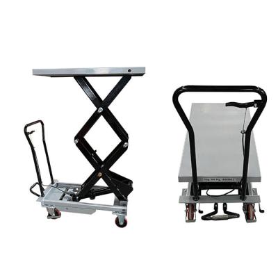 China Hot Sales Mobile 800Kg Payload Capacity Platform 1010mm * 520mm Manual Scissor Lifter Tables Max Height 1410mm for sale