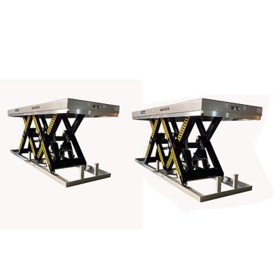 China Transverse Double Scissor Lift Tables 2 Ton Max Height 39.37in Large Platform 2.5mx0.82m Te koop