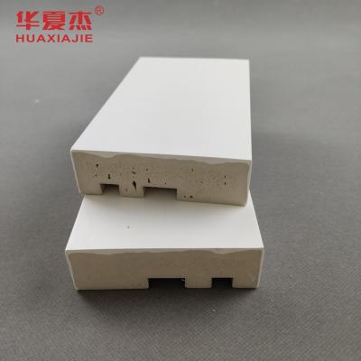 China Wood Grain Color WPC Door Frame Square Rectangle Shape White Cape Flat Casing for sale