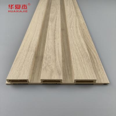 China Anti scratch Nature Wood Wpc Wall Panel Outdoor Decoration Laminated Wpc Panel Fluted Board for sale