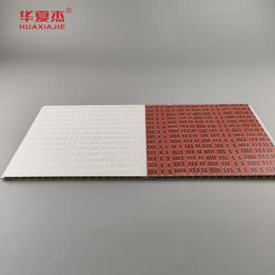China Moderne design pvc wandpaneel gelamineerd pvc-paneel in grijze en rode kleur voor hoteldecoratie Te koop