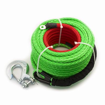 中国 青い警告 12000Lbs 14Mm 12Mm*30M ATVケーブル Uhmwpe 合成ウィンチロープとサポート OEM 販売のため