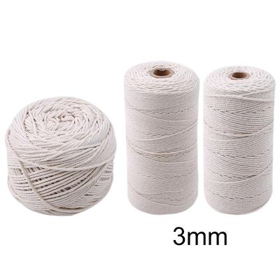 Cina 3 mm corda di cotone torto macrame cord per la parete di pendenza lunghezza 0-1000m Natrual o Whiten in vendita