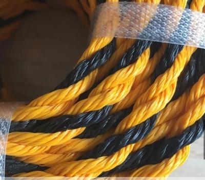 Cina 0-1000m lunghezza PE tigre corda con alta resistenza in giallo e nero 3 fili torto in vendita