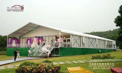 China Glass Sidewall Aluminum Event Tent For Outdoor Temporary Party, White Roof Tempered Structure for sale