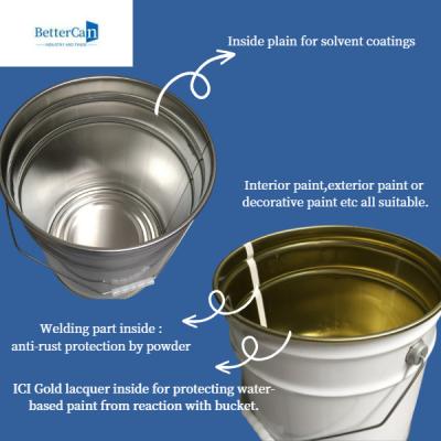 China White 20L Pail Bucket , Stackable 20 Liter Steel Drum With Steel Handle for sale