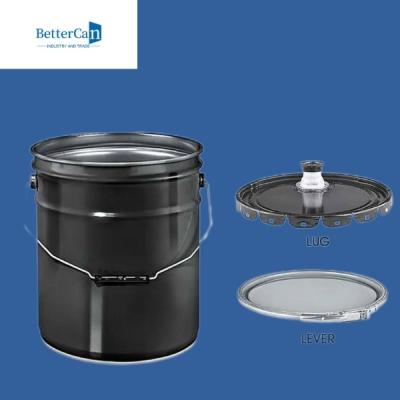 China Chemical Oil 5 Gallon Metal Buckets , 20 Litre Black Bucket With Handle for sale