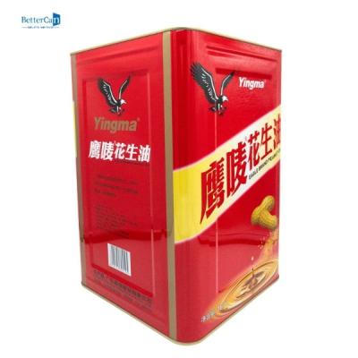 China 18L Olive Oil Tin Can Square Edible Oil Can With Pouring Spouts for sale