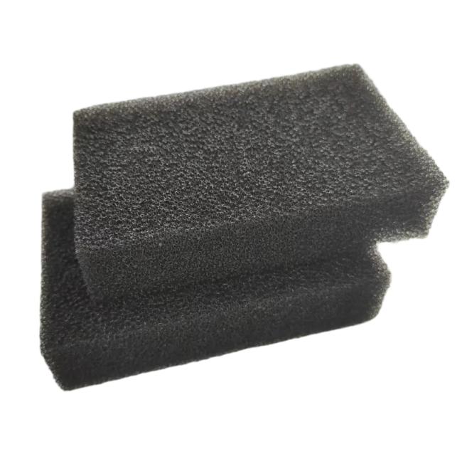 Close-up of black filtering sponge texture