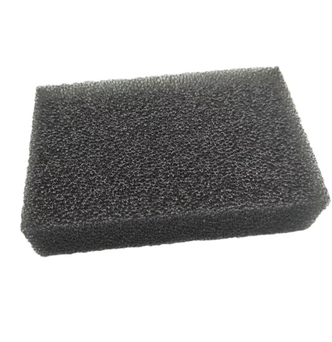 Black filtering sponge in use