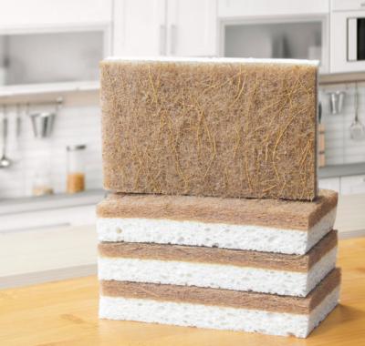 China Coconut Shell Fiber / Sisal And Celulose Sponge For Kitchen Natural Biodegradable Materials Dishwashing Artifact for sale