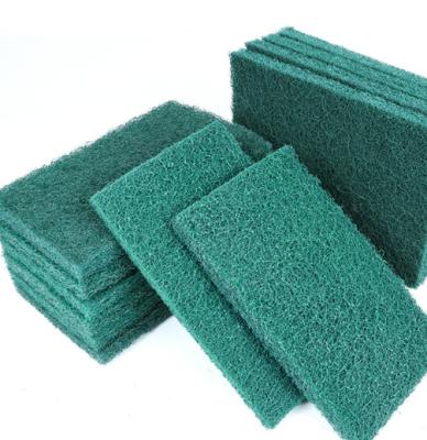 China Green Polyester Scouring Sponge Pad Strong And Durable Quick Drying Cleaning Pad For Non-Stick Cookware And Stainless Steel for sale