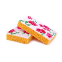 China Printed Cellulose Cleaning Sponge Natural Material For Kitchen Bath Use for sale