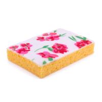 China Printed Cellulose Cleaning Sponge Natural Material For Kitchen Bath Use for sale