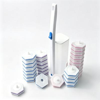 China Disposable toilet brush set for home use thorough cleaning wall-mounted for sale